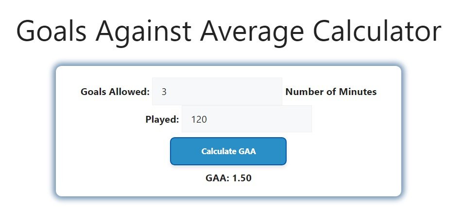 Goals Against Average Calculator - Savvy Calculator
