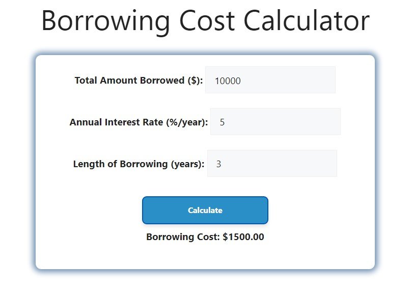 Borrowing Cost Calculator - Savvy Calculator