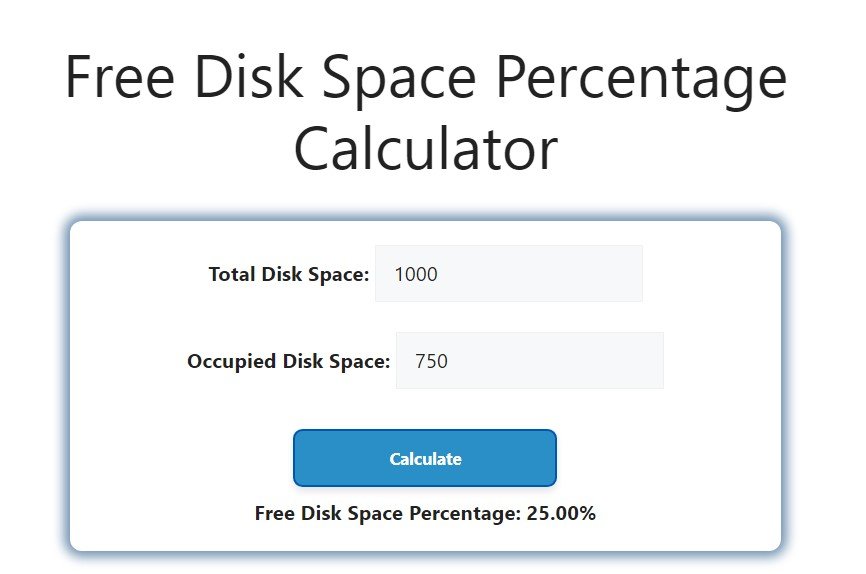 Free Disk Space Percentage Calculator Savvy Calculator