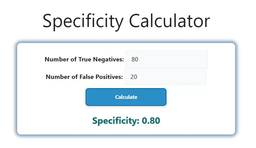Specificity Calculator Savvy Calculator