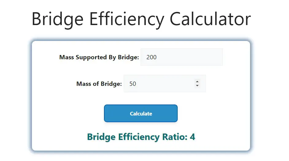 Bridge Efficiency Calculator - Savvy Calculator Bridge Efficiency Calculator - Savvy Calculator