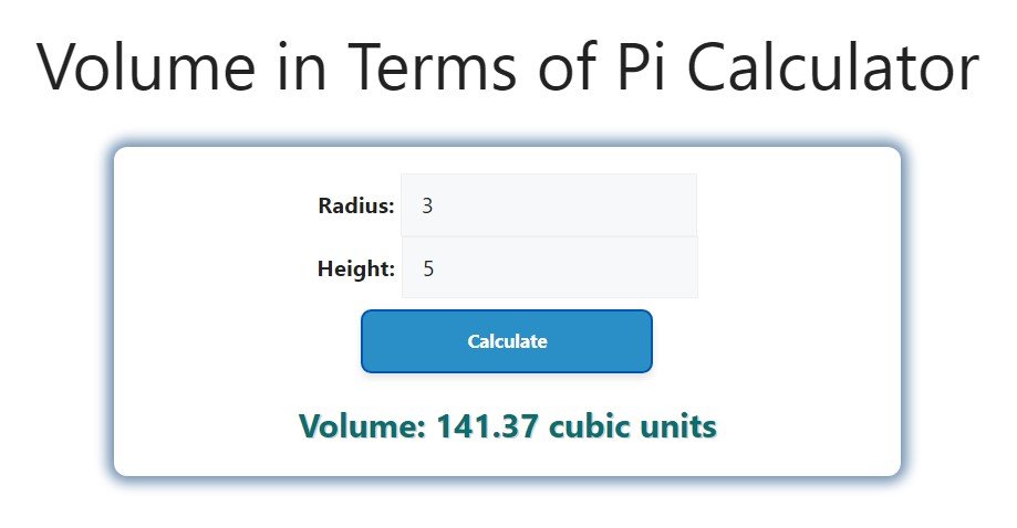 Volume in Terms of Pi Calculator - Savvy Calculator