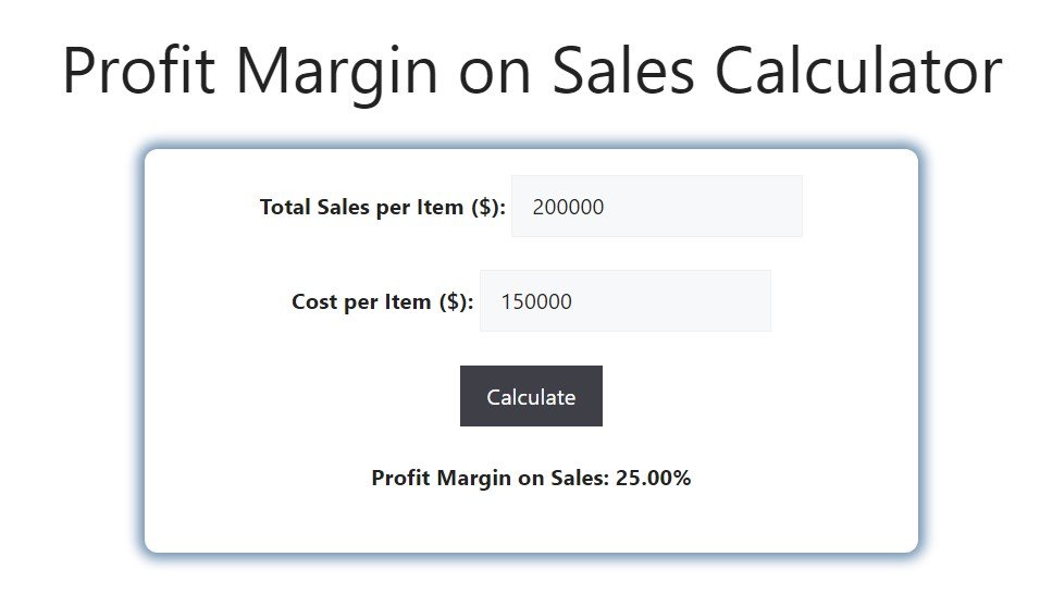 Profit Margin on Sales Calculator - Savvy Calculator