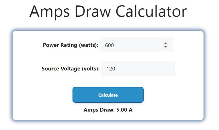 Amps Draw Calculator - Savvy Calculator