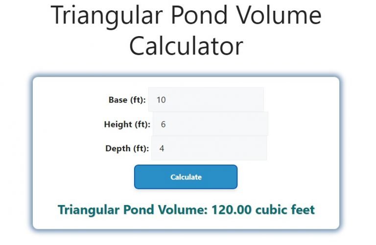Triangular Pond Volume Calculator - Savvy Calculator