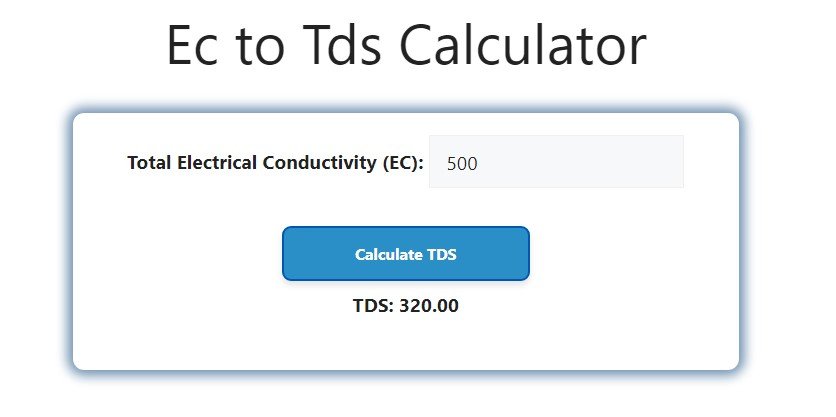 Ec to Tds Calculator - Savvy Calculator