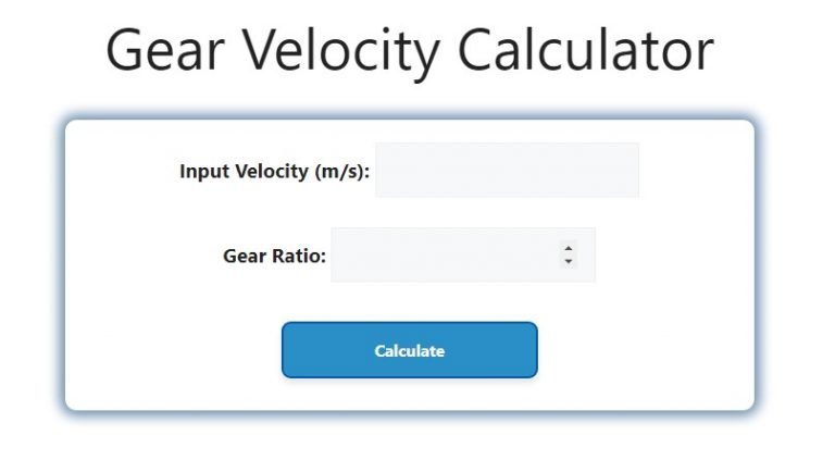 Gear Velocity Calculator - Savvy Calculator