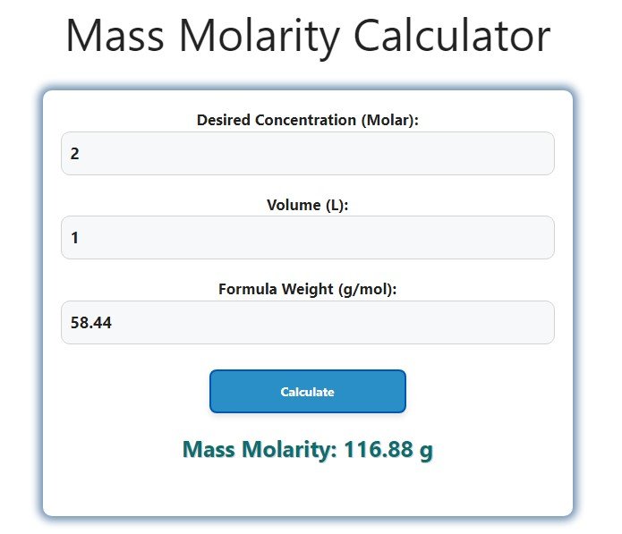 Mass Molarity Calculator - Savvy Calculator