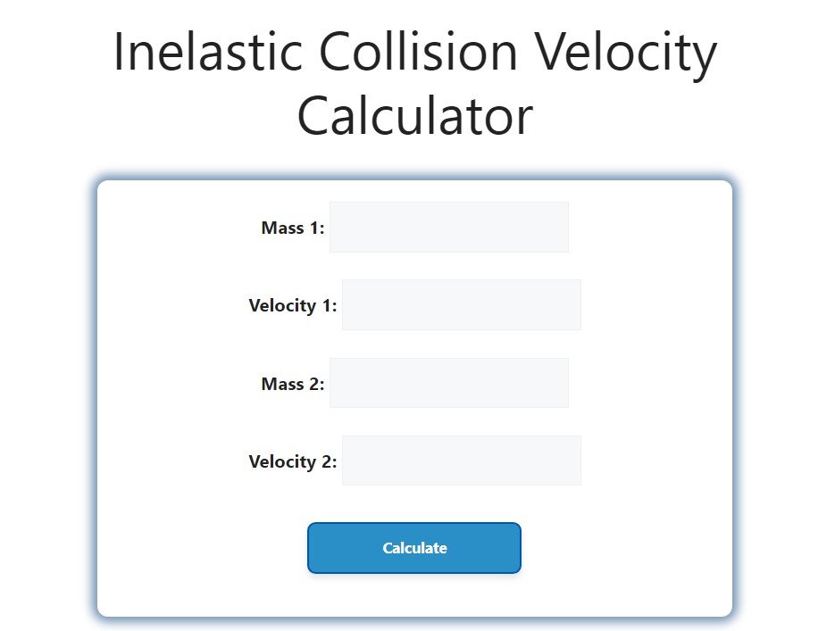 Inelastic Collision Velocity Calculator - Savvy Calculator