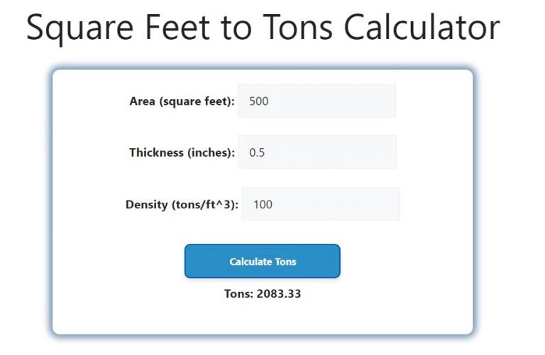 Square Feet to Tons Calculator - Savvy Calculator