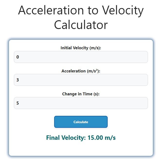 Acceleration to Velocity Calculator - Savvy Calculator