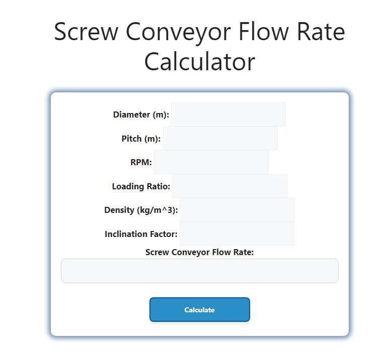 Screw Conveyor Flow Rate Calculator - Savvy Calculator