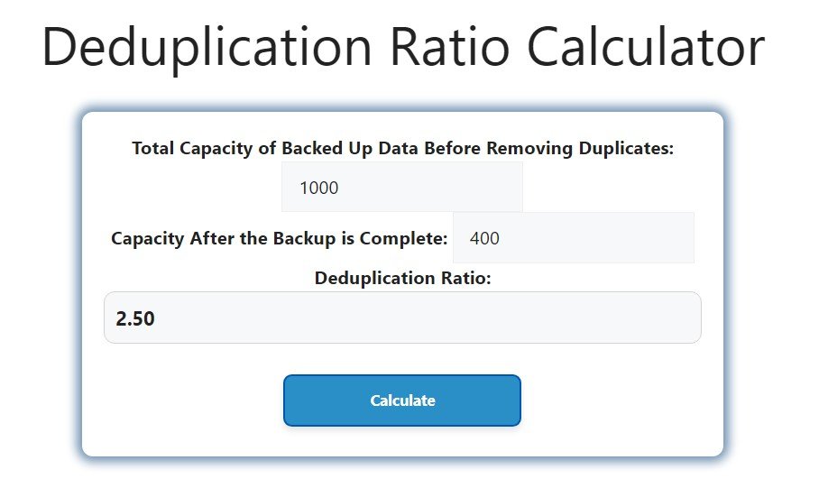 Deduplication Ratio Calculator - Savvy Calculator