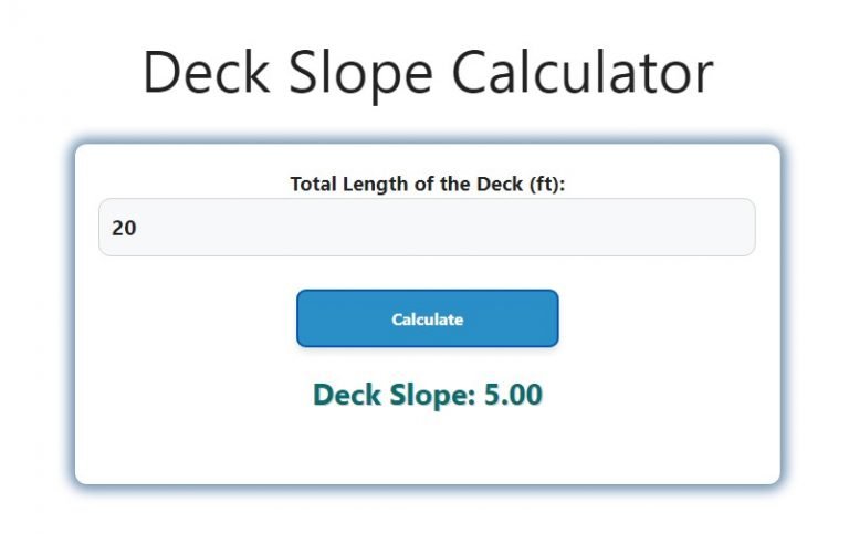 Deck Slope Calculator - Savvy Calculator