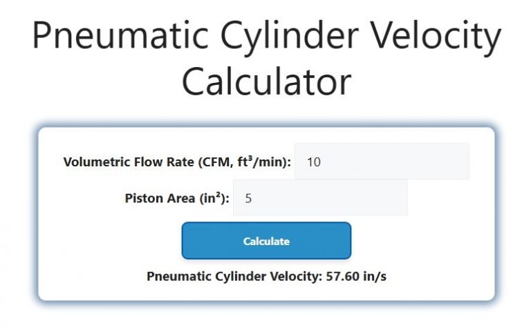 Pneumatic Cylinder Velocity Calculator - Savvy Calculator