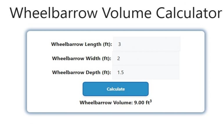 Wheelbarrow Volume Calculator - Savvy Calculator