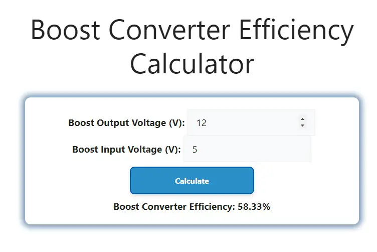Boost Converter Efficiency Calculator - Savvy Calculator Boost Converter Efficiency Calculator - Savvy Calculator