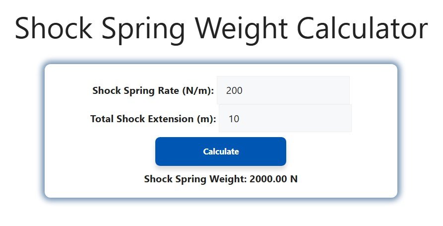 Shock Spring Weight Calculator - Savvy Calculator