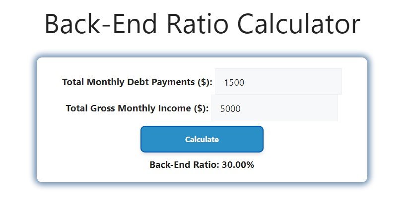 Back-End Ratio Calculator - Savvy Calculator