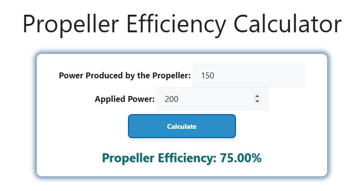 Propeller Efficiency Calculator - Savvy Calculator Propeller Efficiency Calculator - Savvy Calculator