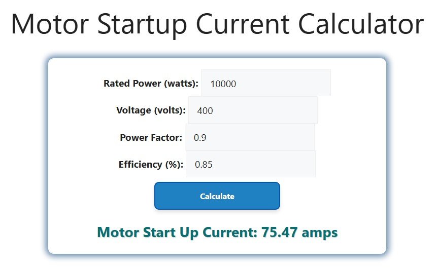 Motor Startup Current Calculator - Savvy Calculator