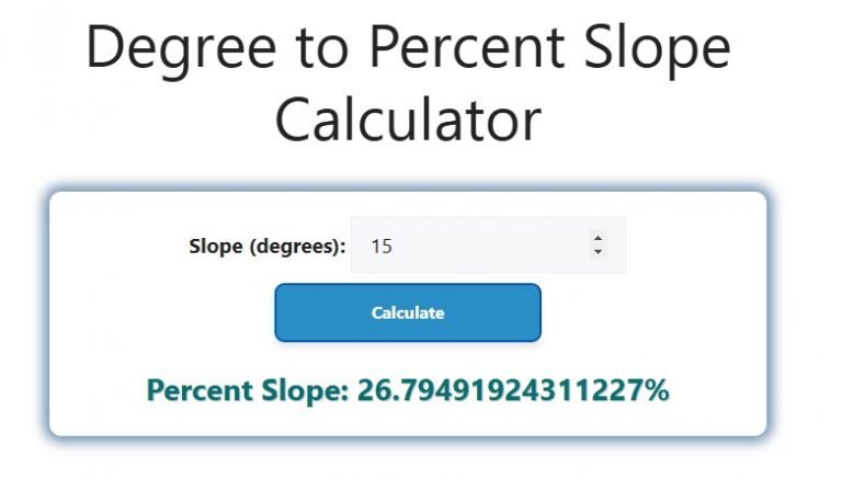 Degree to Percent Slope Calculator - Savvy Calculator