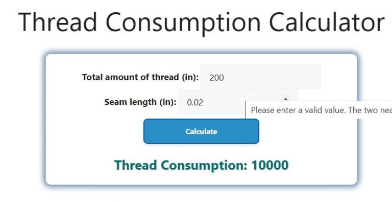 Thread Consumption Calculator - Savvy Calculator