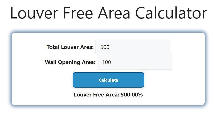 Louver Free Area Calculator - Savvy Calculator