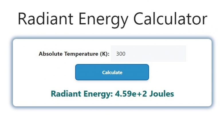 Radiant Energy Calculator - Savvy Calculator