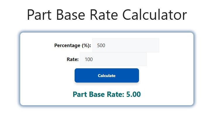 Part Base Rate Calculator - Savvy Calculator