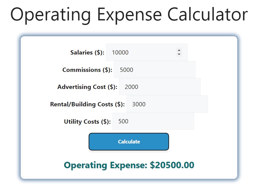 Operating Expense Calculator - Savvy Calculator Operating Expense Calculator - Savvy Calculator